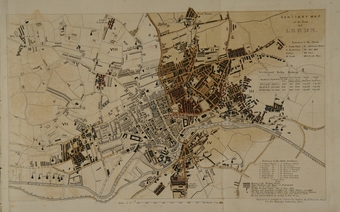 The map is called 'Sanitary Map of the Town of Leeds.'; title can be ...